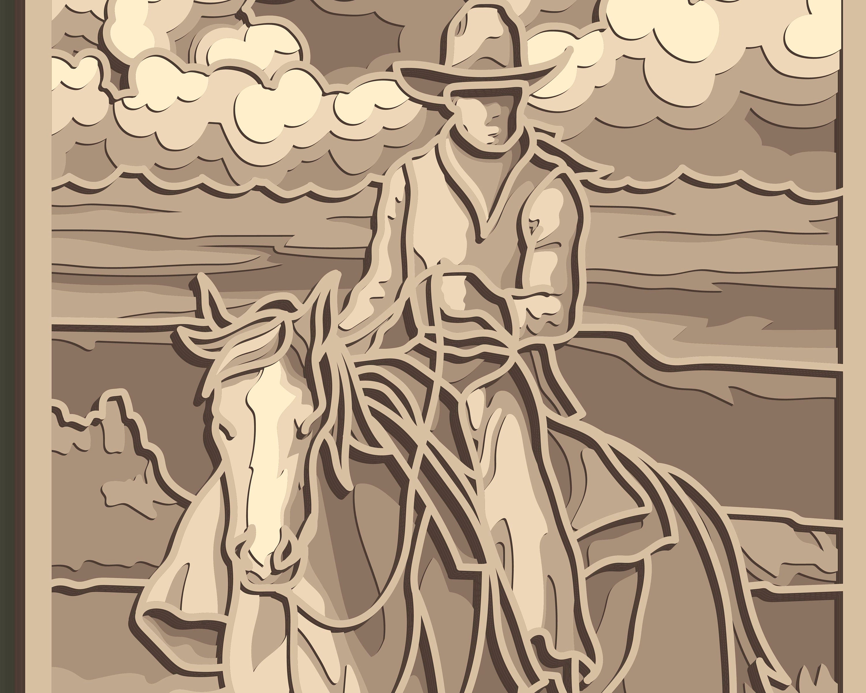 Cowboy Multilayer SVG. Laser Cut File. Layer Construction. Plywood ...