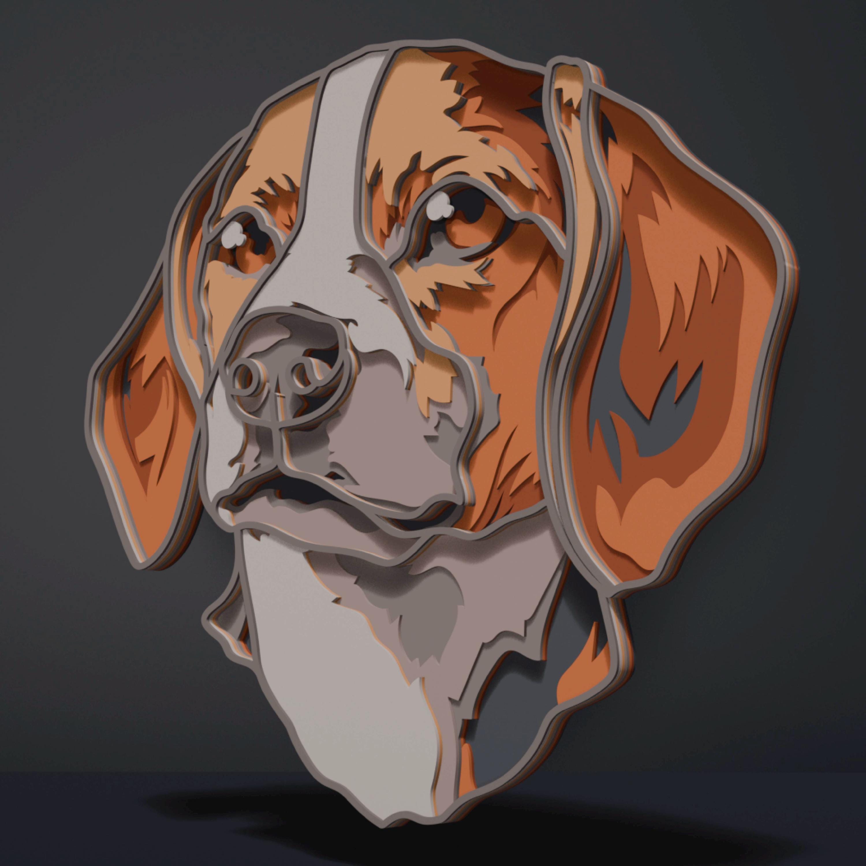 Beagle Multilayer SVG. Laser Cut File. Layer Construction. Plywood ...