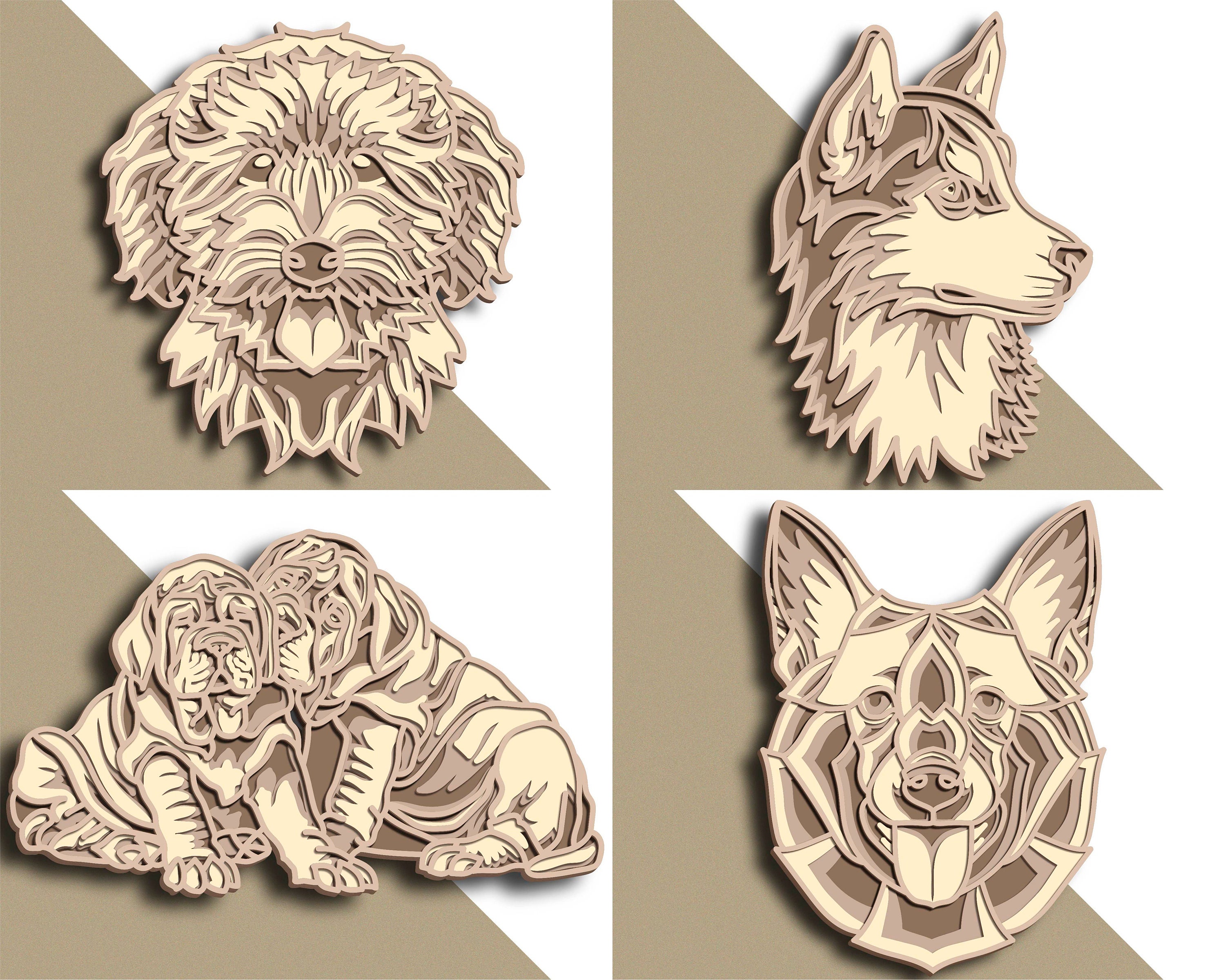 Dog Bundle Multilayer SVG. Laser Cut File. Layer Construction. Plywood ...
