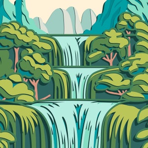 Waterfall Multilayer SVG/ Landscape Cut File/ 3D Layer/ Plywood Cutting ...