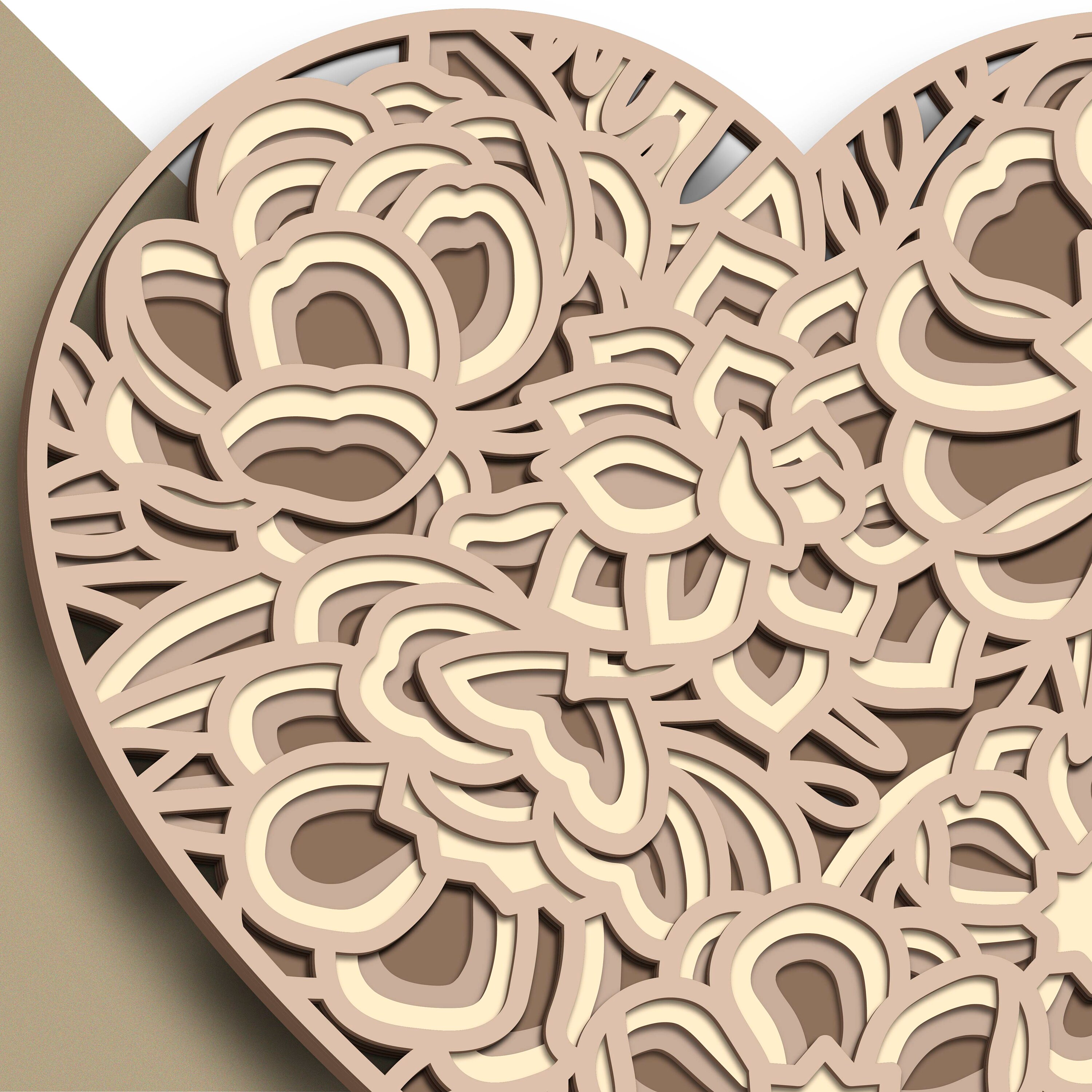 Heart Flower Multilayer SVG/ Heart Flower Cut File/ 3D Layer/ | Etsy