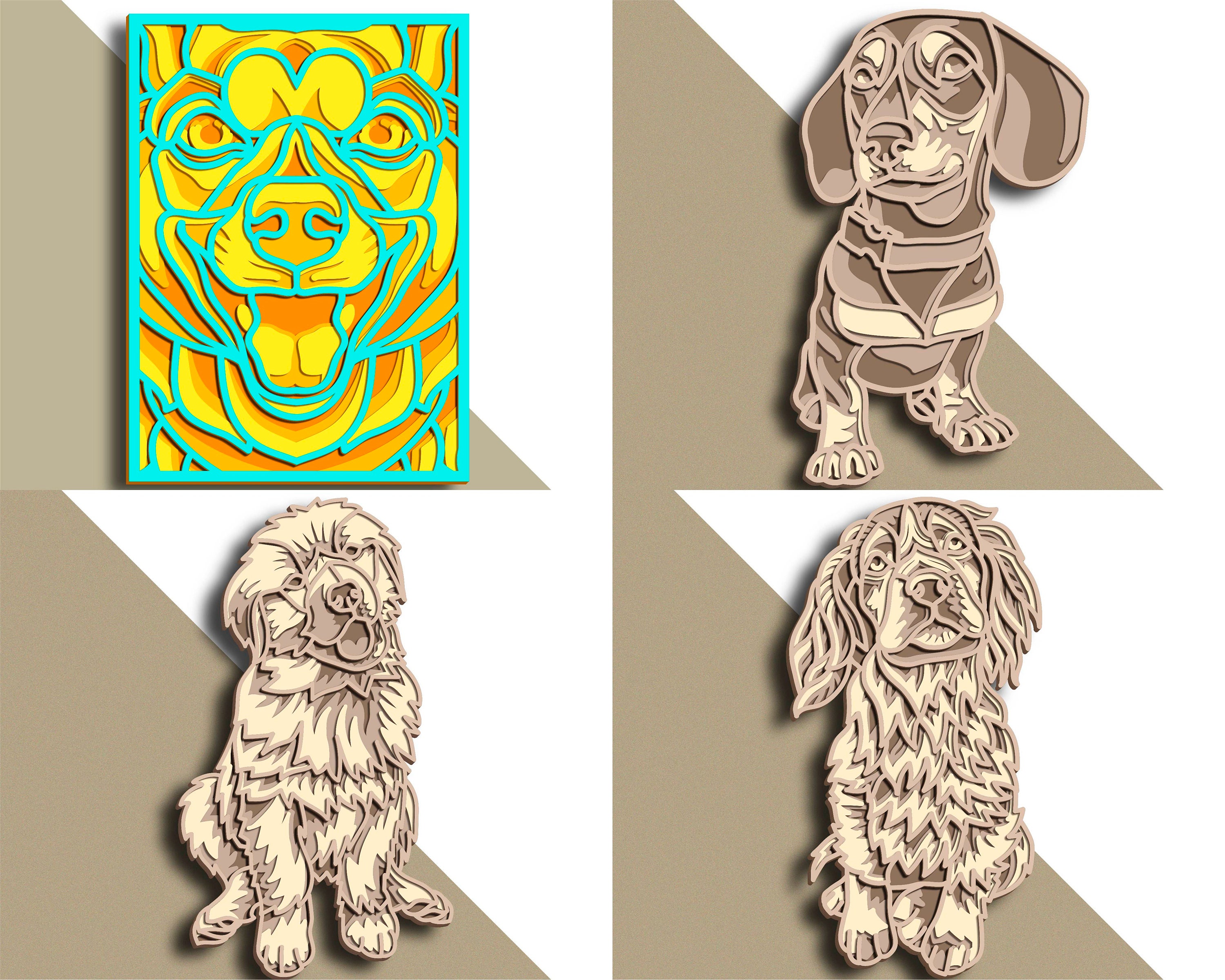 Dog Bundle Multilayer Svg/ Dog Bundle Laser Cut File/ 3D Layer/ Plywood ...