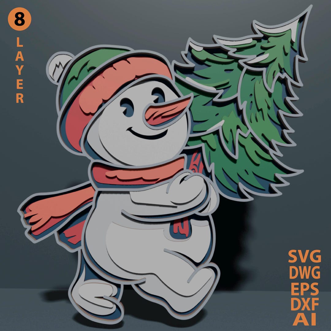 Snowman Multilayer SVG. Laser Cut File. Layer Construction. Plywood ...