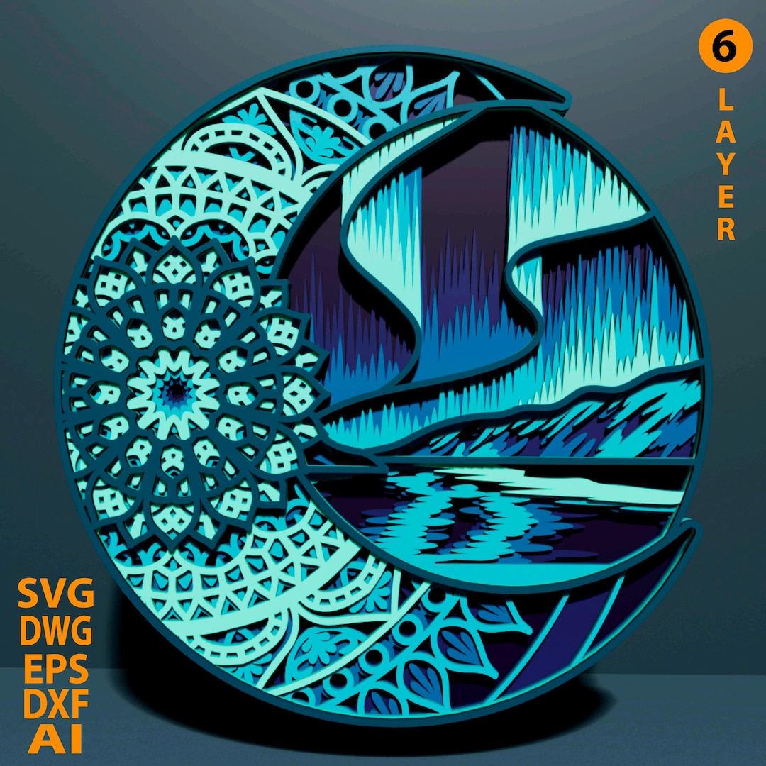 Northern Lights Multilayer SVG. Laser Cut File. Layer Construction ...
