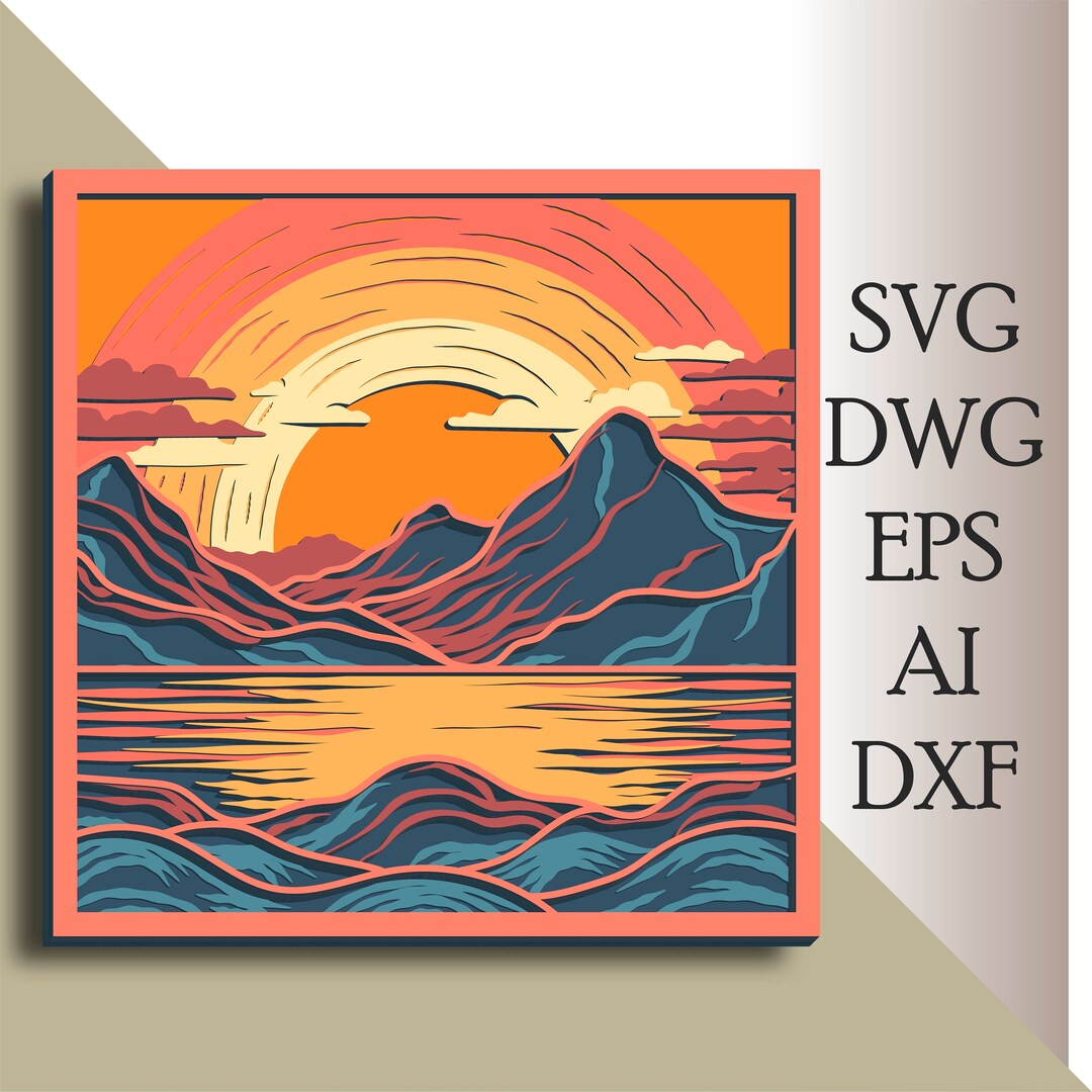 Sunset Multilayer SVG/ Sunset Cut File/ 3D Layer/ Plywood Cutting ...