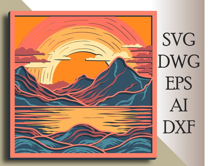 Sunset Multilayer SVG/ Sunset Cut File/ 3D Layer/ Plywood Cutting ...
