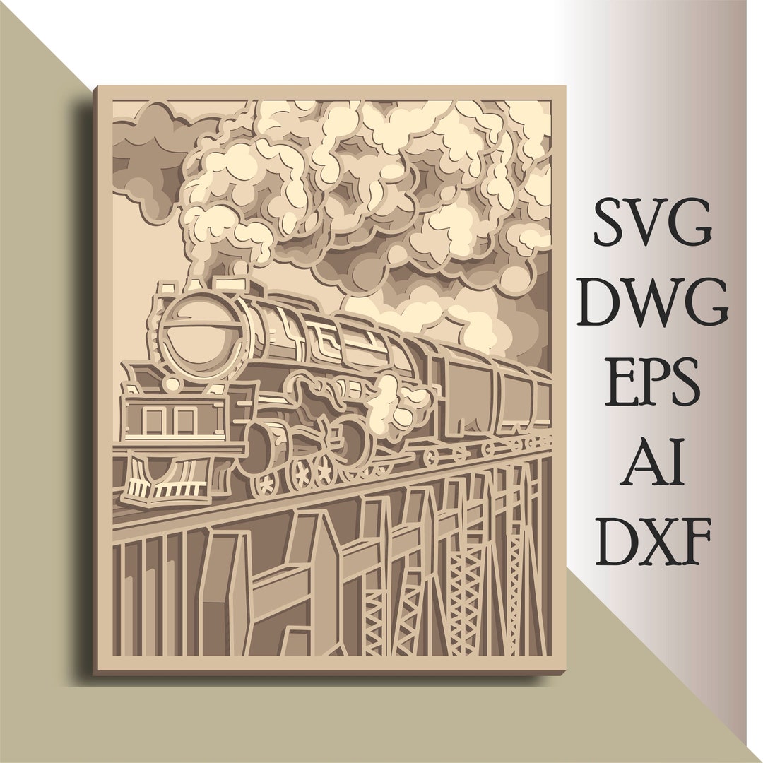 Tren multicapa SVG/ Archivo de corte de tren/ Capa 3D/ Corte de madera ...