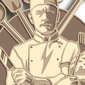 Chef Cook Multilayer SVG/ Chef Cook Cut File/ 3D Layer/ Plywood Cutting ...