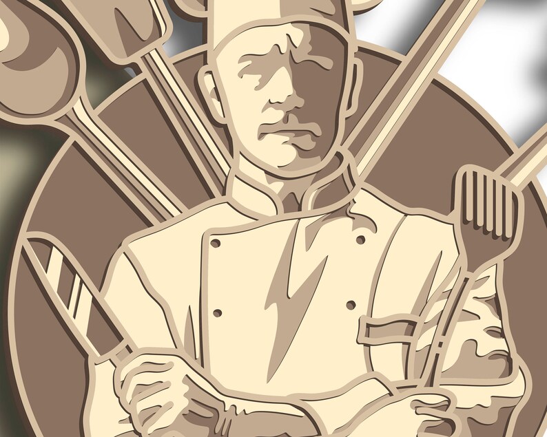 Chef Cook Multilayer SVG/ Chef Cook Cut File/ 3D Layer/ Plywood Cutting ...