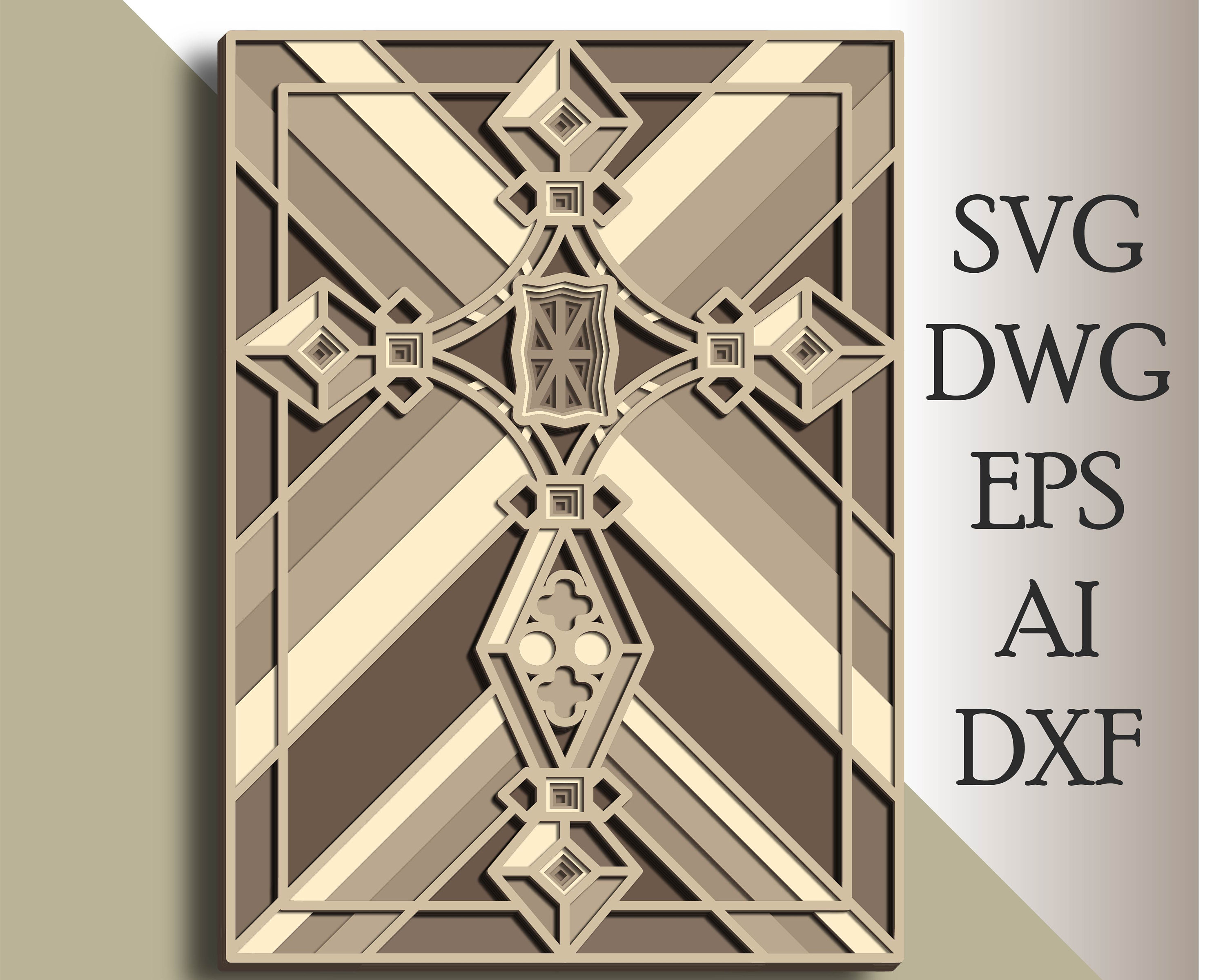 Art & Collectibles Cross multilayer SVG/ Cross cut file/ 3D layer ...