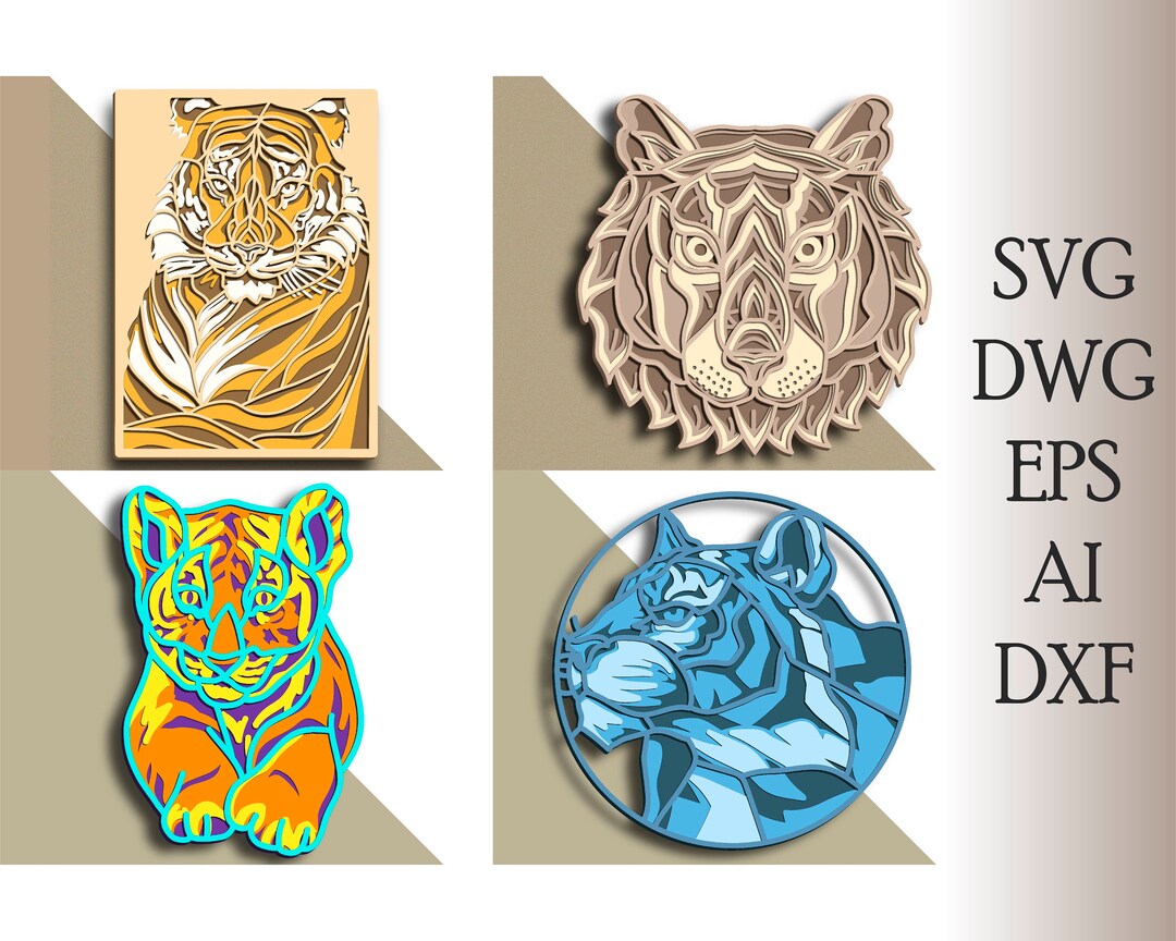 Tiger Bundle Multilayer SVG/ Tiger Bundle Cut File/ 3D Layer/ - Etsy