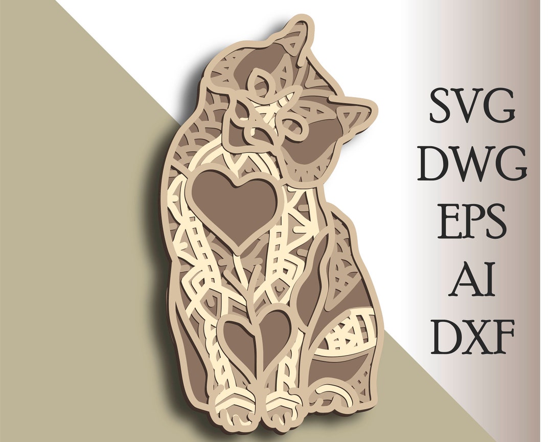 Cat Multilayer SVG/ Cat Cut File/ 3D Layer/ Plywood Cutting/ - Etsy