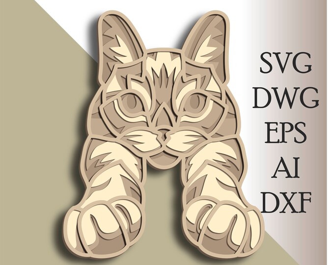Cat Multilayer SVG/ Cat Cut File/ 3D Layer/ Plywood Cutting/ Paper ...