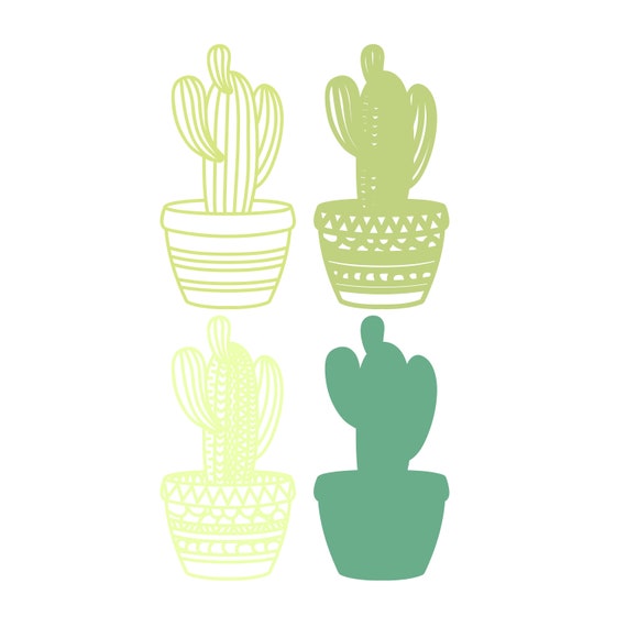 Digital Cactus multilayer SVG/ Cactus cut file/ 3D layer/ Plywood ...