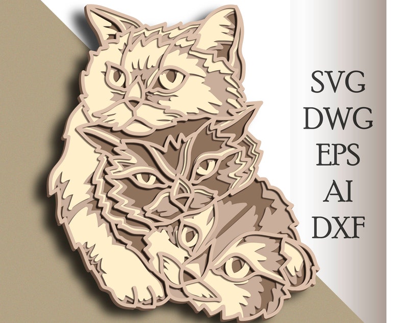 Cat Multilayer SVG/ Cat Cut File/ 3D Layer/ Plywood Cutting/ - Etsy