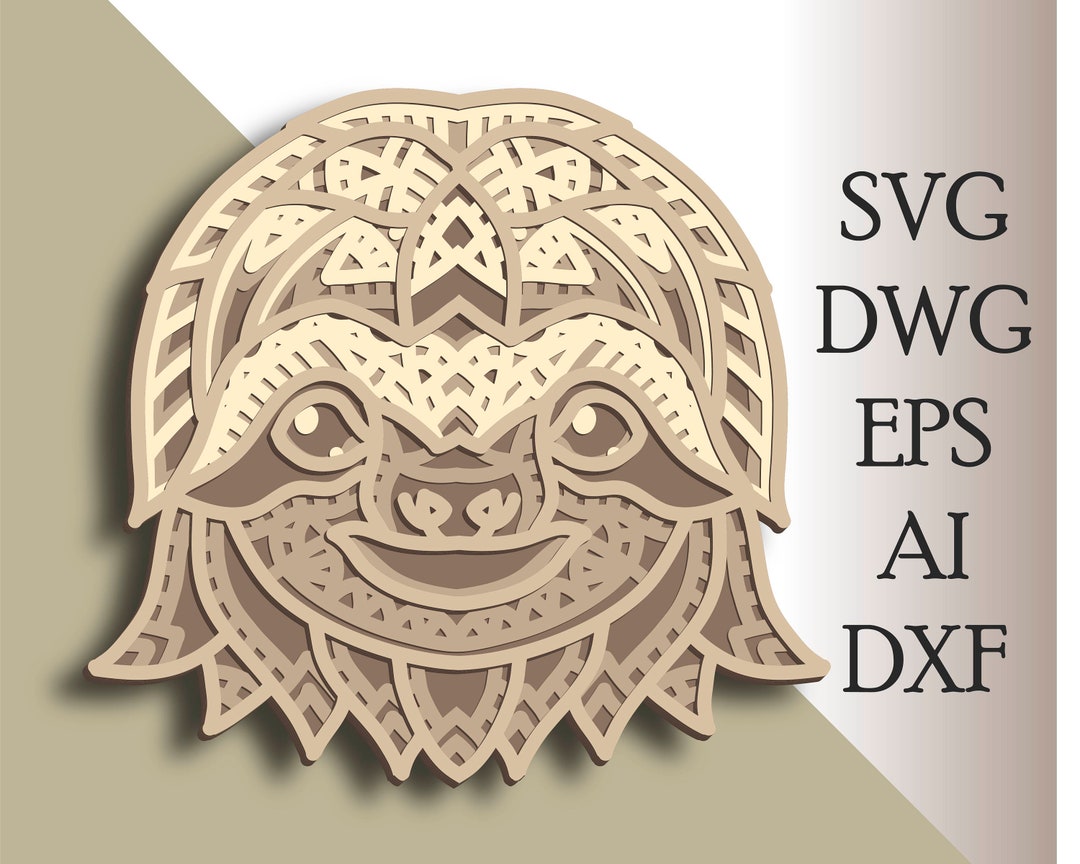 Sloth Multilayer SVG/ Sloth Cut File/ 3D Layer/ Plywood Cutting/ Paper ...