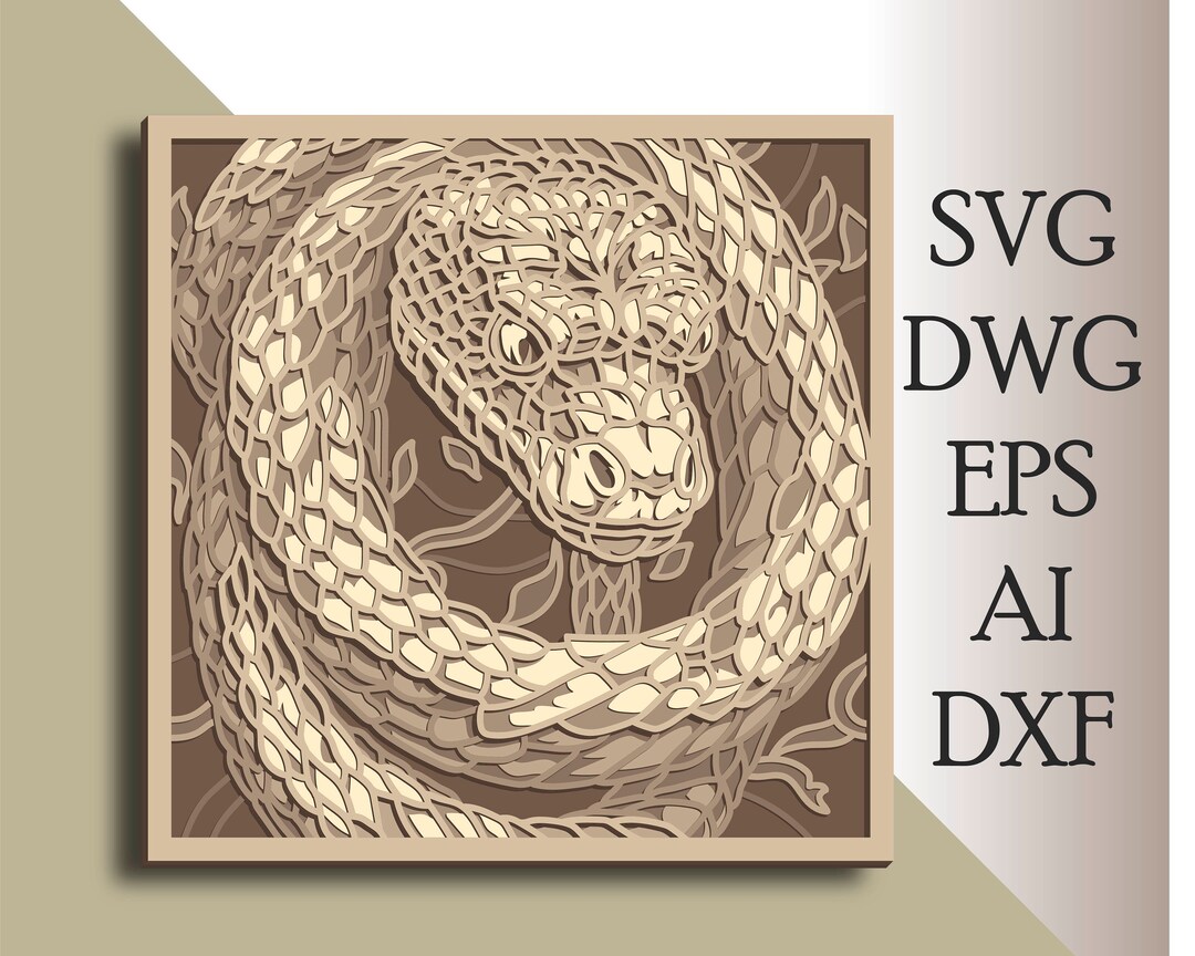Snake Multilayer SVG/ Snake Cut File/ 3D Layer/ Plywood Cutting/ Paper ...