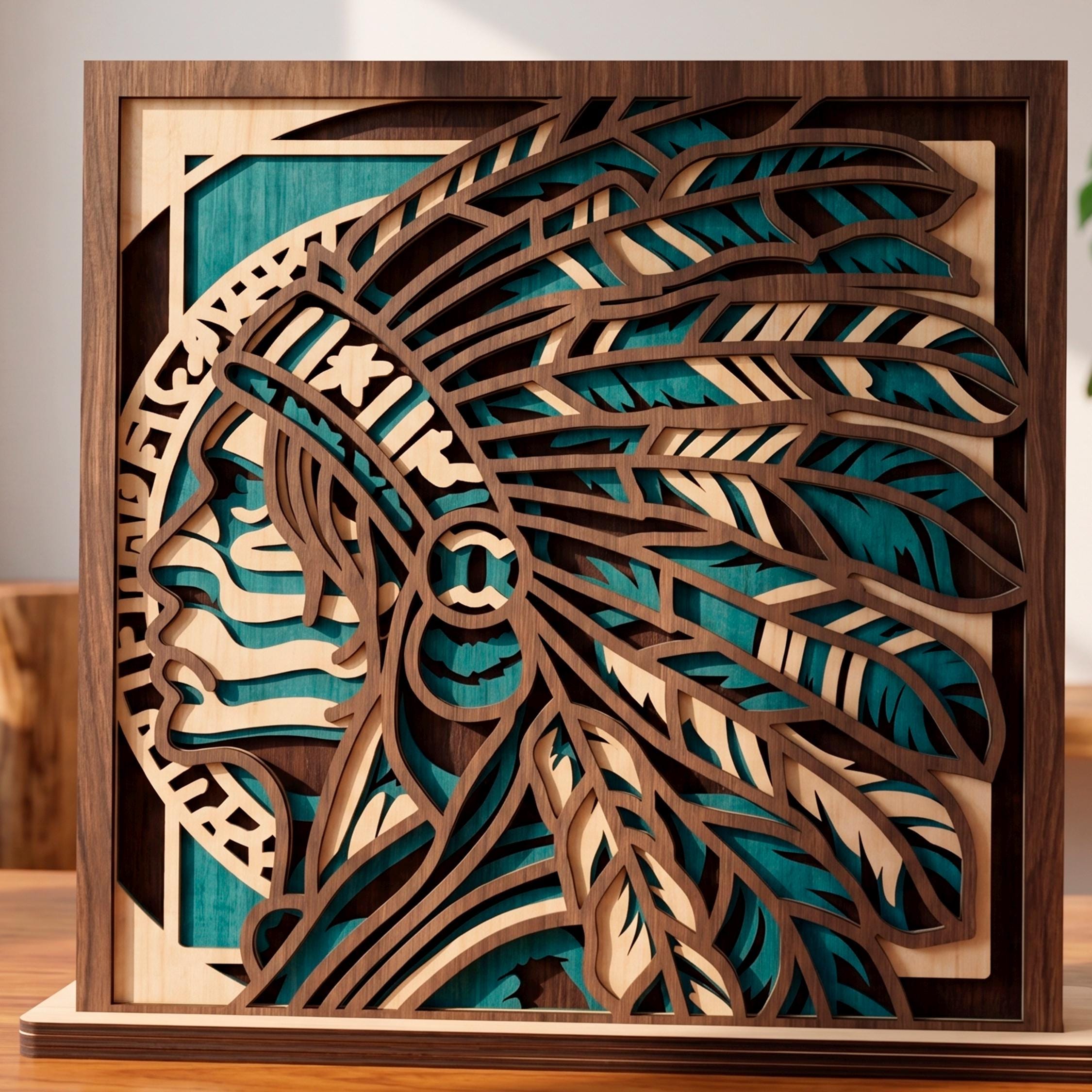American Native Multilayer SVG. Laser Cut File. Layer Chief ...