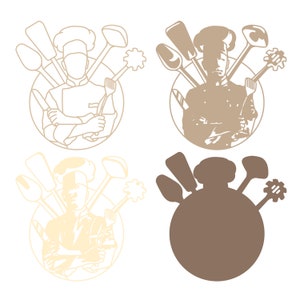 Chef Cook Multilayer SVG/ Chef Cook Cut File/ 3D Layer/ Plywood Cutting ...
