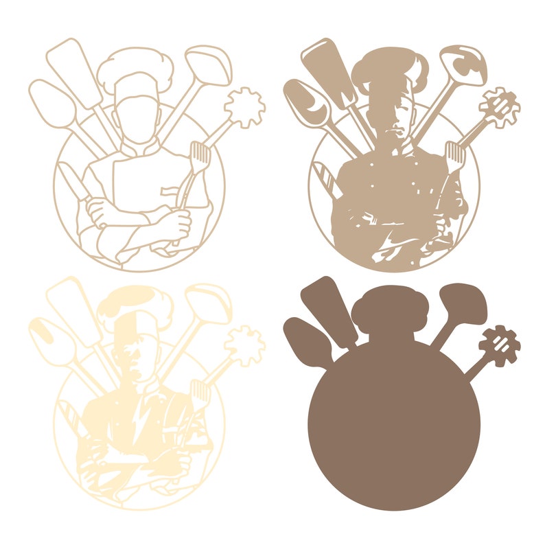 Chef Cook Multilayer SVG/ Chef Cook Cut File/ 3D Layer/ Plywood Cutting ...