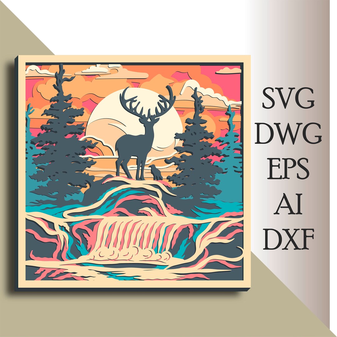 Landscape Multilayer SVG/ Landscape Cut File/ 3D Layer/ Plywood Cutting ...