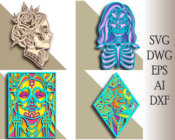 Sugar Skull Bundle Multilayer SVG/ Skull Mandala Bundle Cut - Etsy