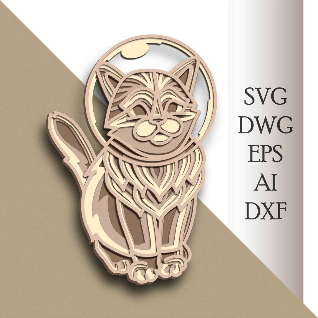 Cat Multilayer SVG/ Cat Cut File/ 3D Layer/ Plywood Cutting/ Paper ...
