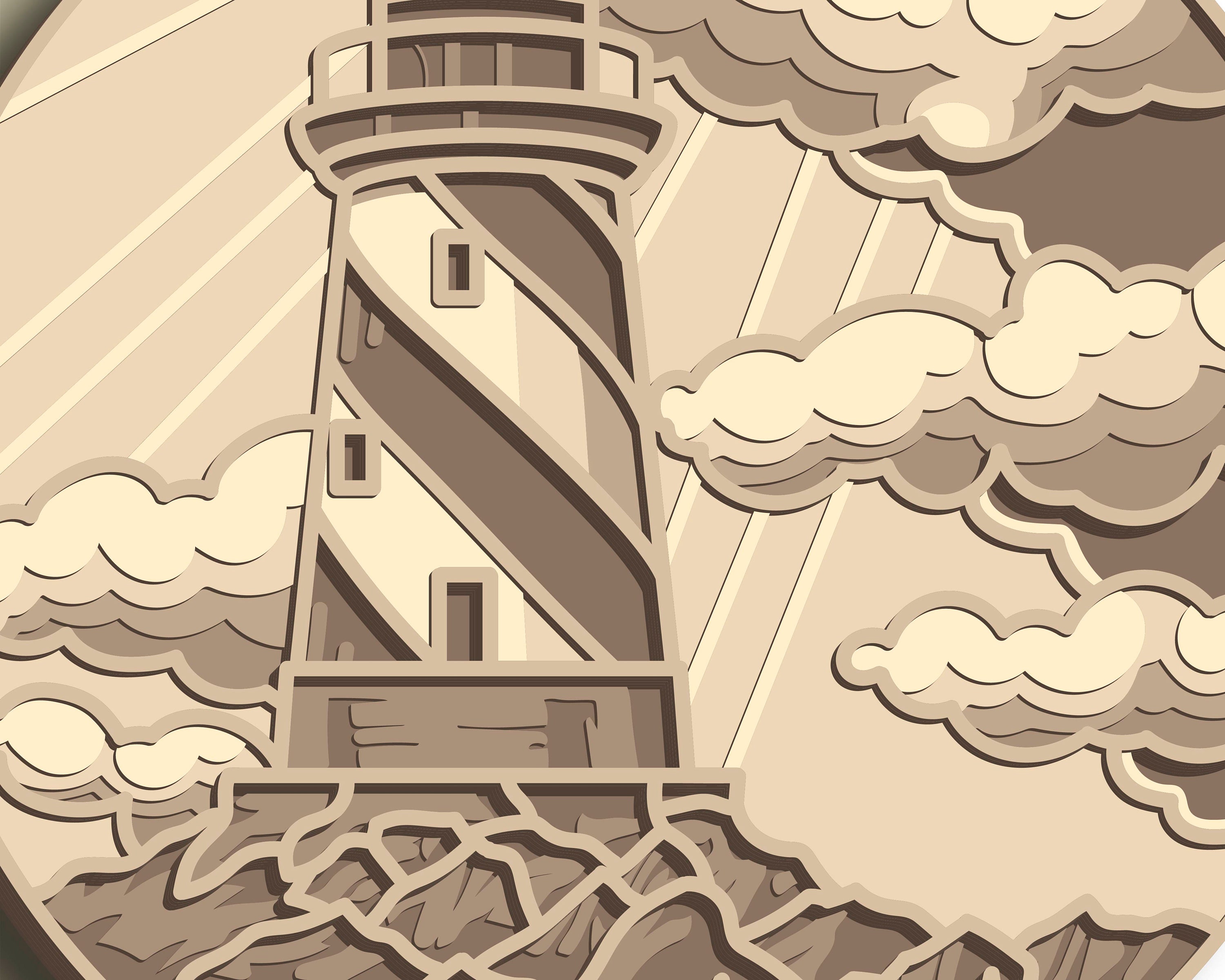 3D Lighthouse Multilayer SVG. Laser Cut File. Layer Construction ...