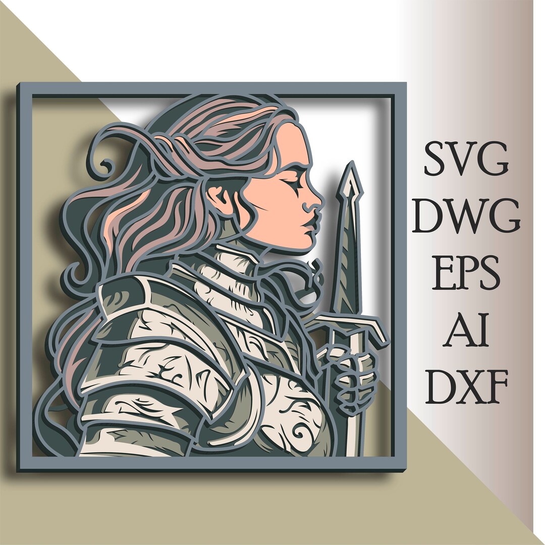 Woman Knight Multilayer SVG/ Knight Cut File/ 3D Layer/ Plywood Cutting ...