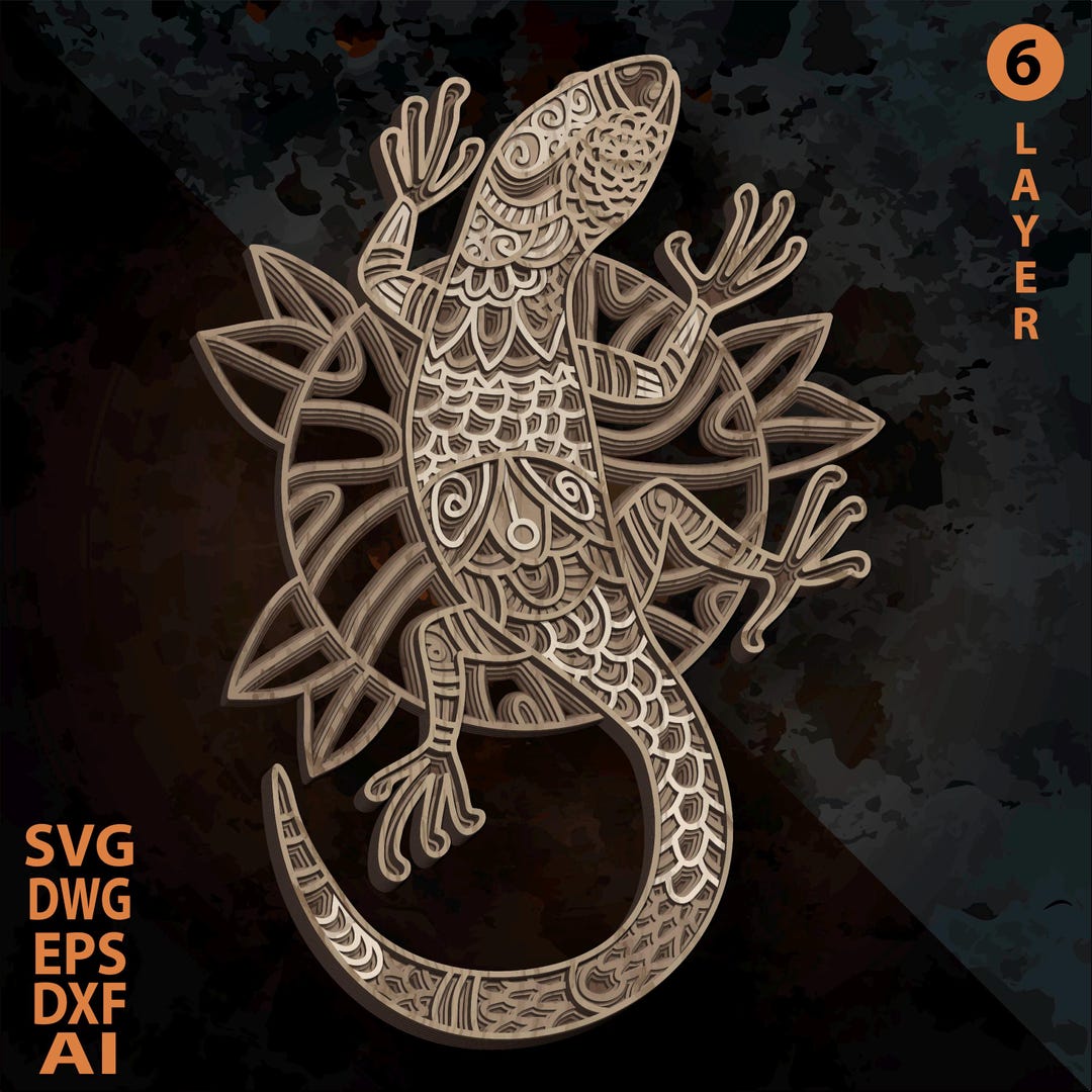 Lizard Multilayer SVG. Laser Cut File. Layer Construction. Plywood ...