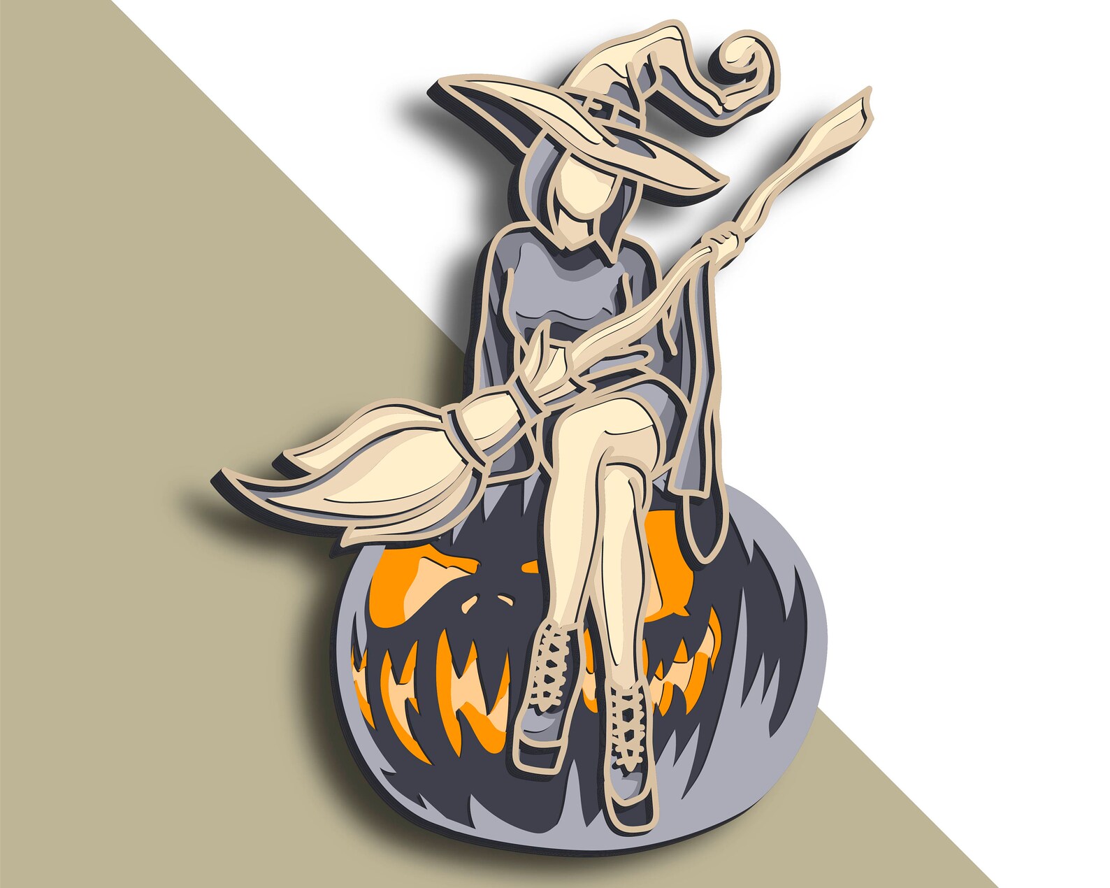 Witch 3D Multilayer SVG/ Witch Mandala Cut File/ 3D Layer/ - Etsy