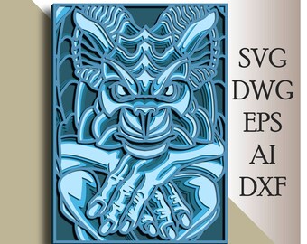 Gargoyle Multilayer SVG/ Gargoyle Mandala Cut File/ 3D Layer/ | Etsy