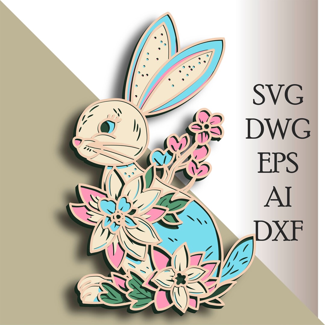 Easter Bunny Multilayer SVG/ Easter Bunny Cut File/ 3D Layer/ Plywood ...