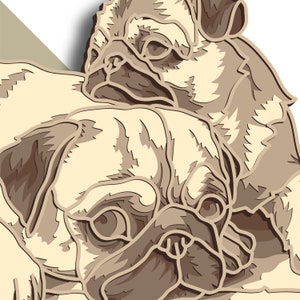 Pug Multilayer SVG. Laser Cut File. Layer Construction. Plywood Cutting ...
