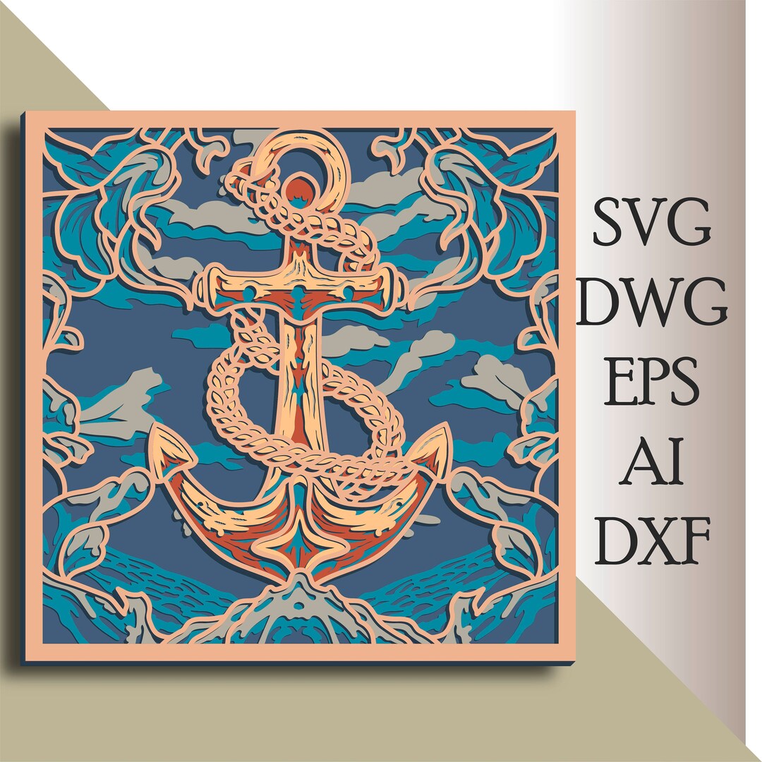 Anchor Multilayer SVG/ Anchor Cut File/ 3D Layer/ Plywood Cutting ...