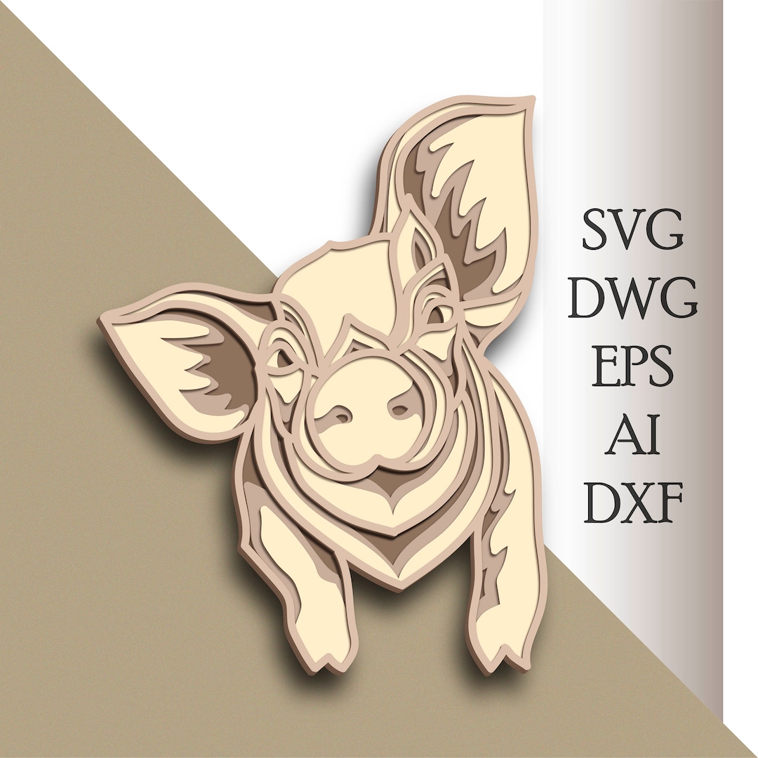 3D cochon SVG multicouche/ cochon coupé fichier/ couche 3D/ Découpe de ...