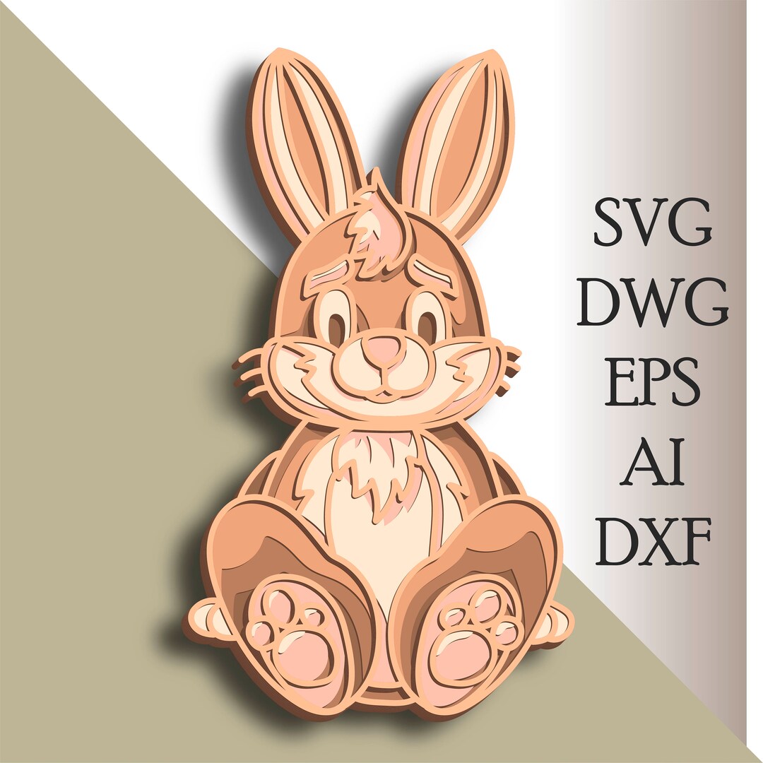 Easter Bunny Multilayer SVG/ Easter Bunny Cut File/ 3D Layer/ Plywood ...