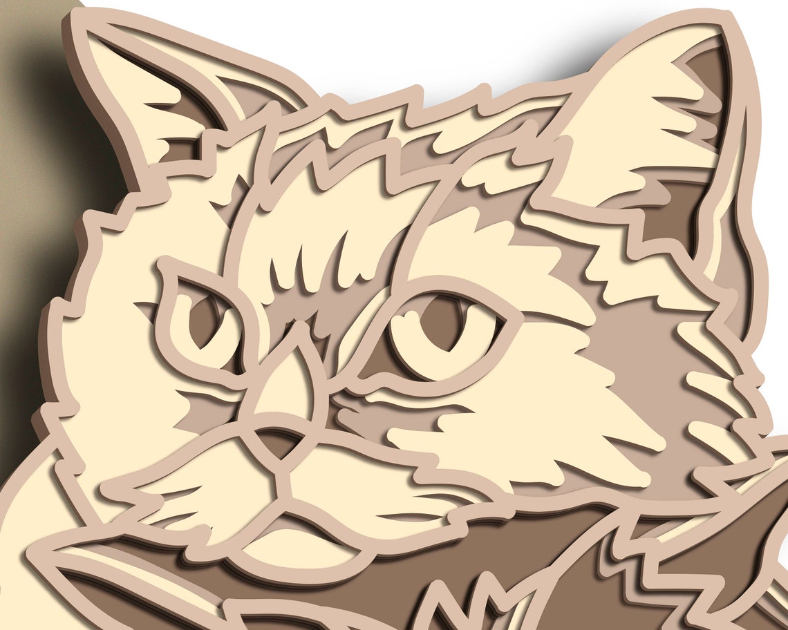 Cat Multilayer SVG/ Cat Cut File/ 3D Layer/ Plywood Cutting/ - Etsy