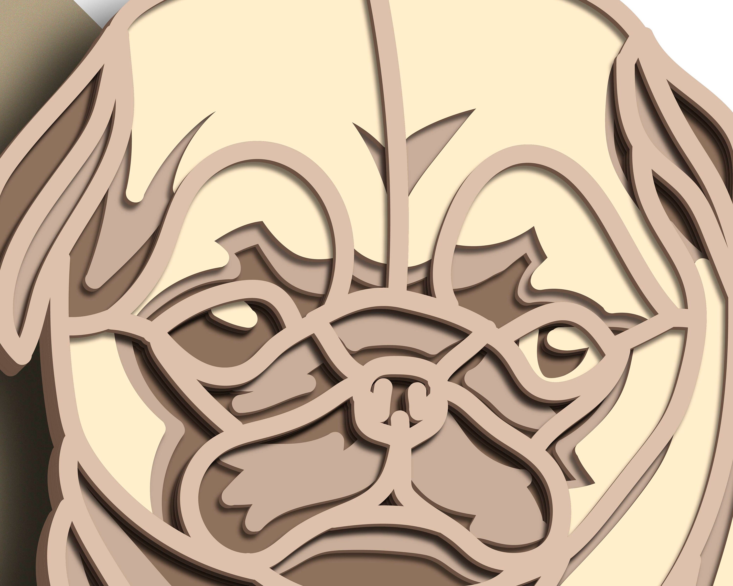 Pug Multilayer SVG/ Pug Cut File/ 3D Layer/ Plywood Cutting/ - Etsy