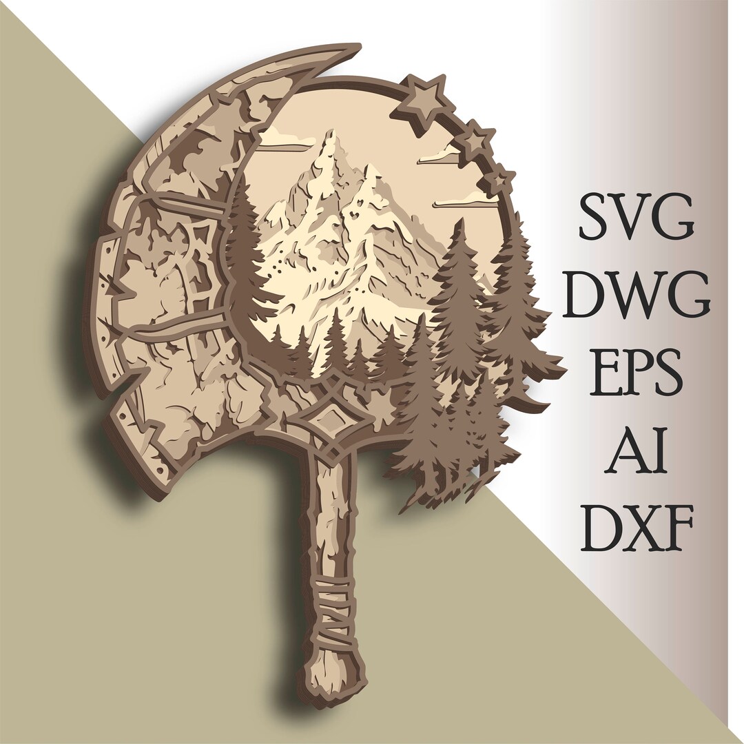 Ax Forest Multilayer SVG. Laser Cut File. Layer Construction. Plywood ...