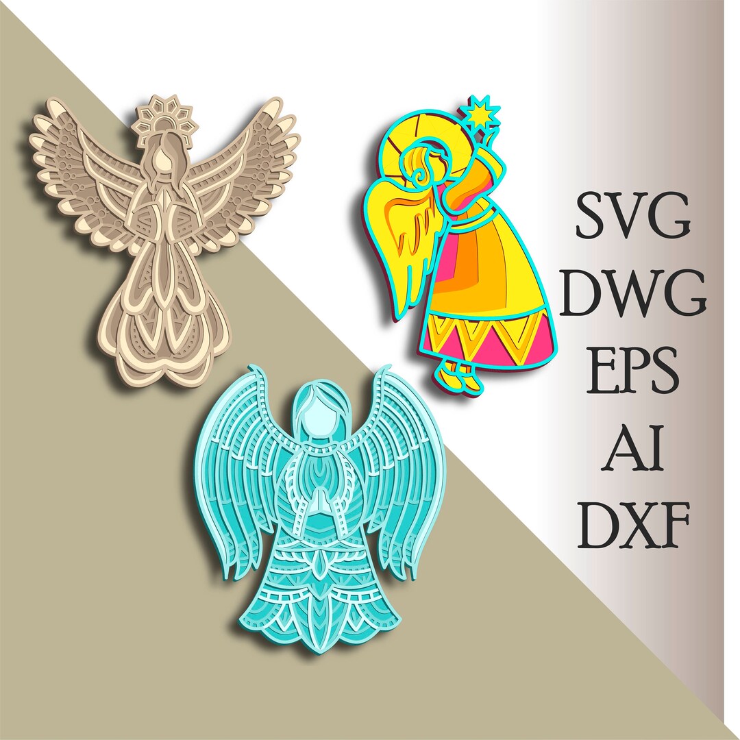 Christmas Angel Bundle Multilayer SVG/ Christmas Angel Bundle Cut File ...
