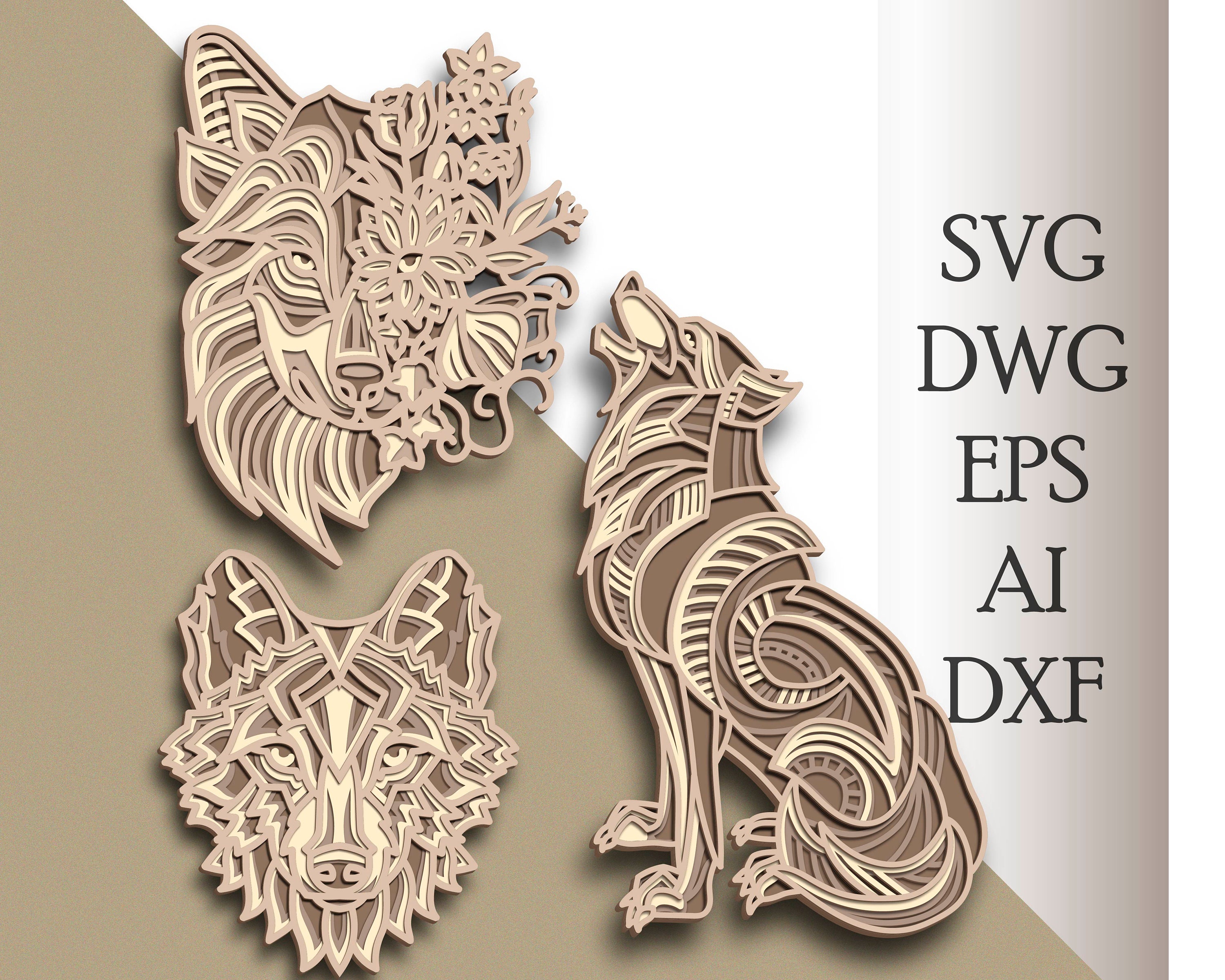 Wolf Multilayer SVG/ Wolf Cut File/ 3D Layer/ Plywood Cutting/ - Etsy ...