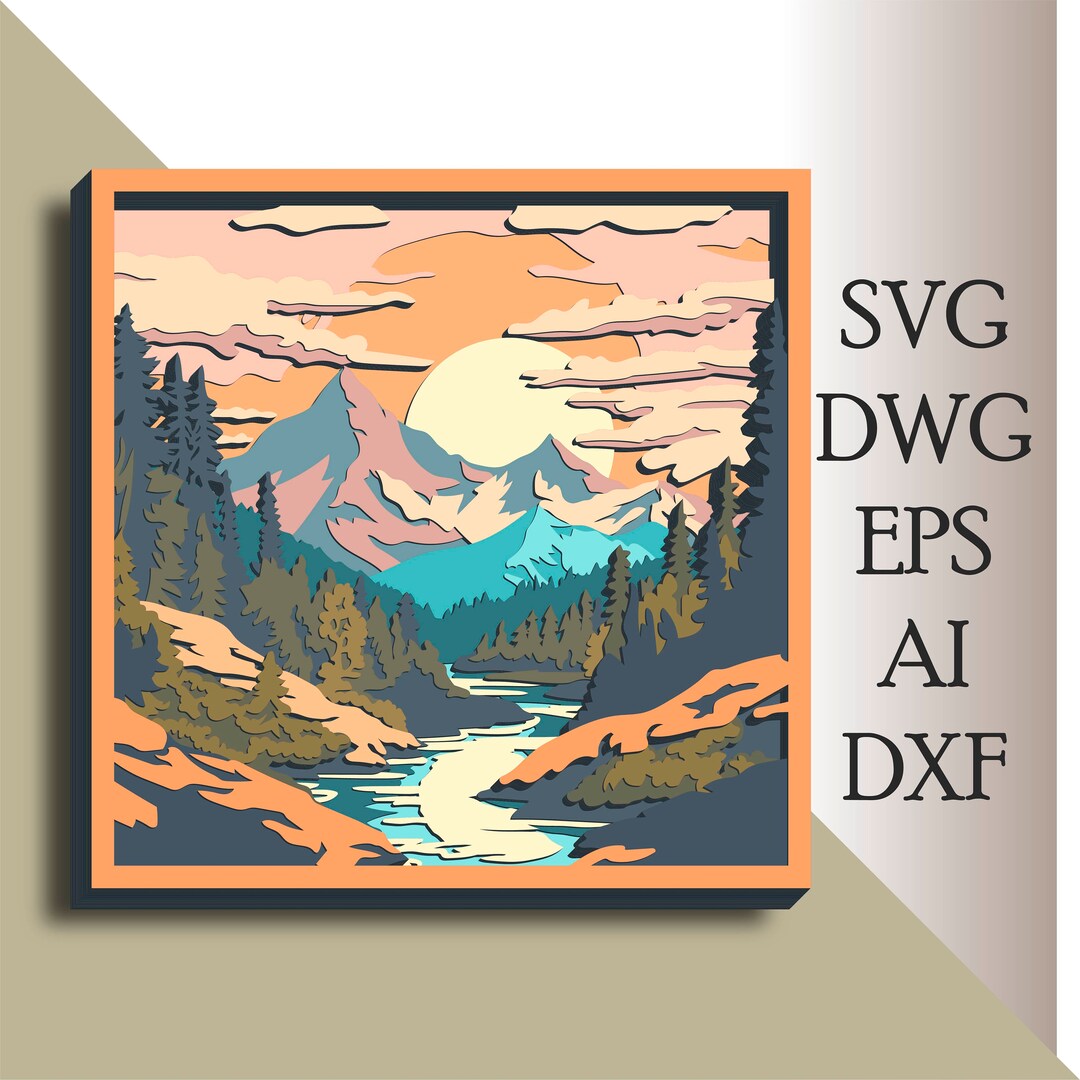 Paisaje multicapa SVG/ Archivo de corte paisaje/ Capa 3D/ Corte de ...