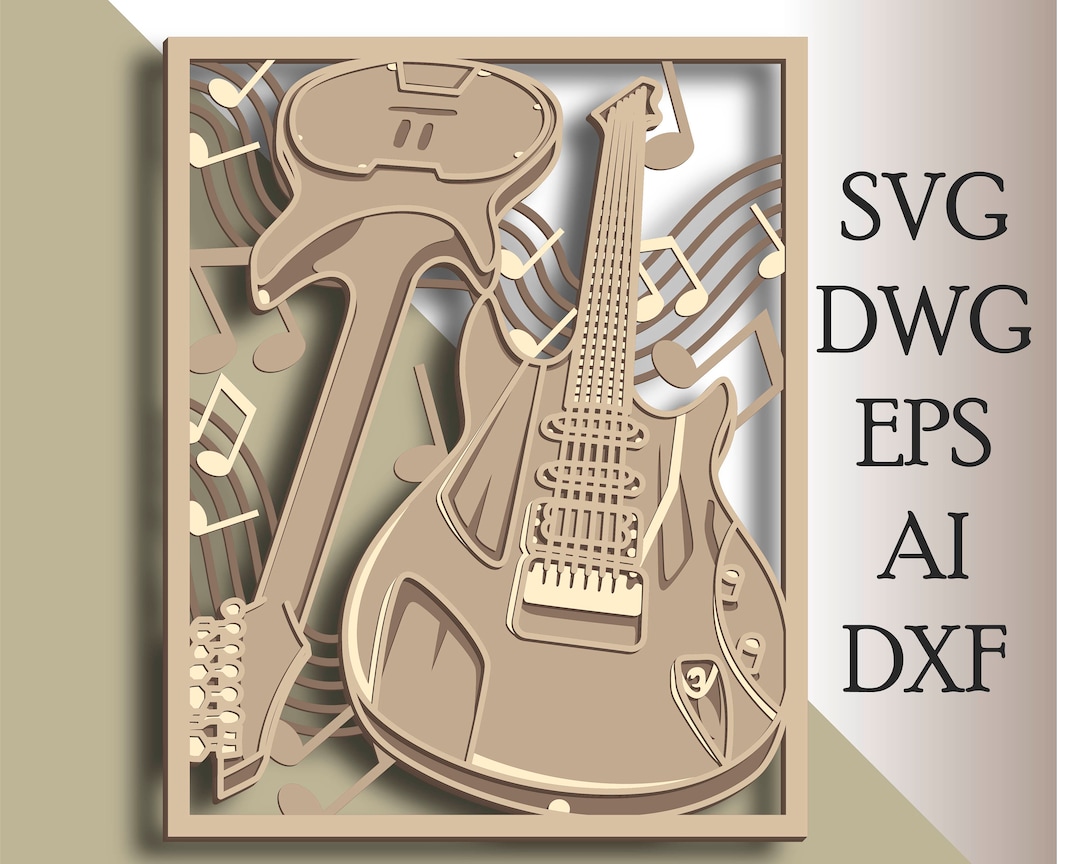 Guitar Multilayer SVG/ Guitar Cut File/ 3D Layer/ Plywood Cutting ...