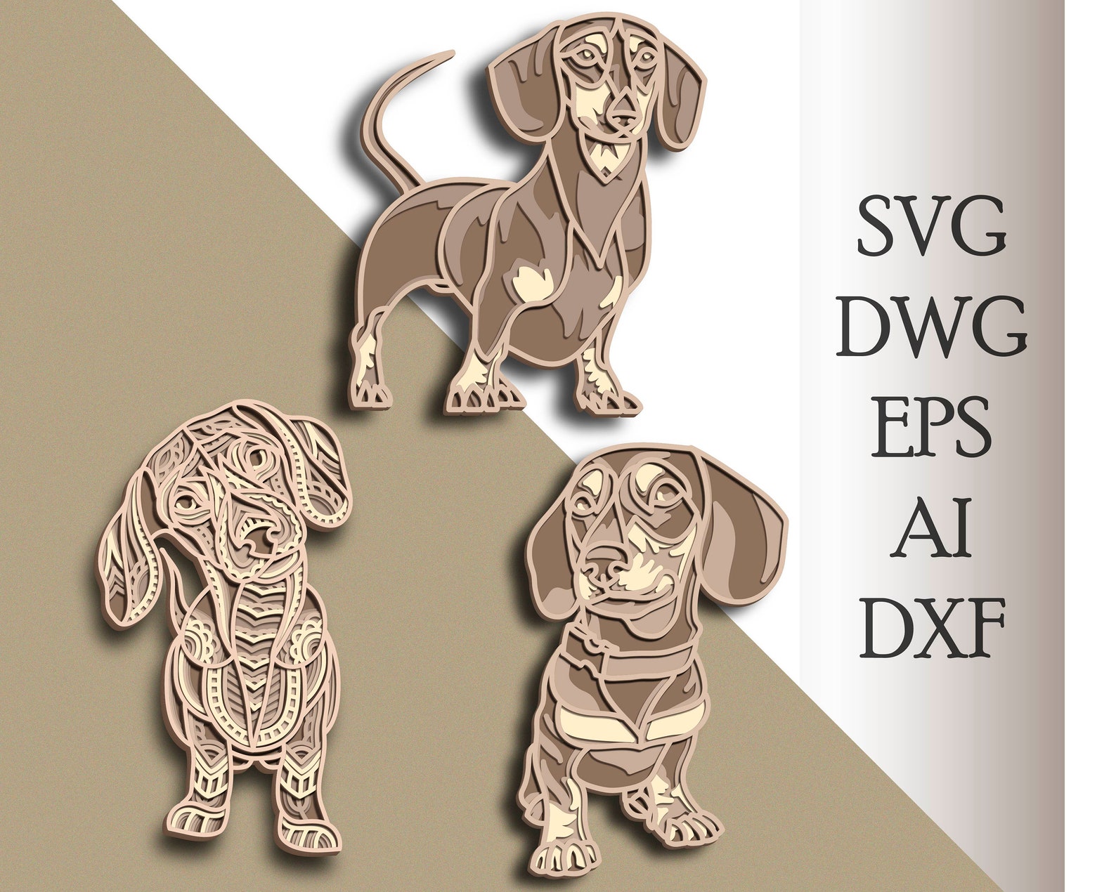 Dachshund Multilayer SVG/ Dachshund Cut File/ 3D Layer/ - Etsy Australia