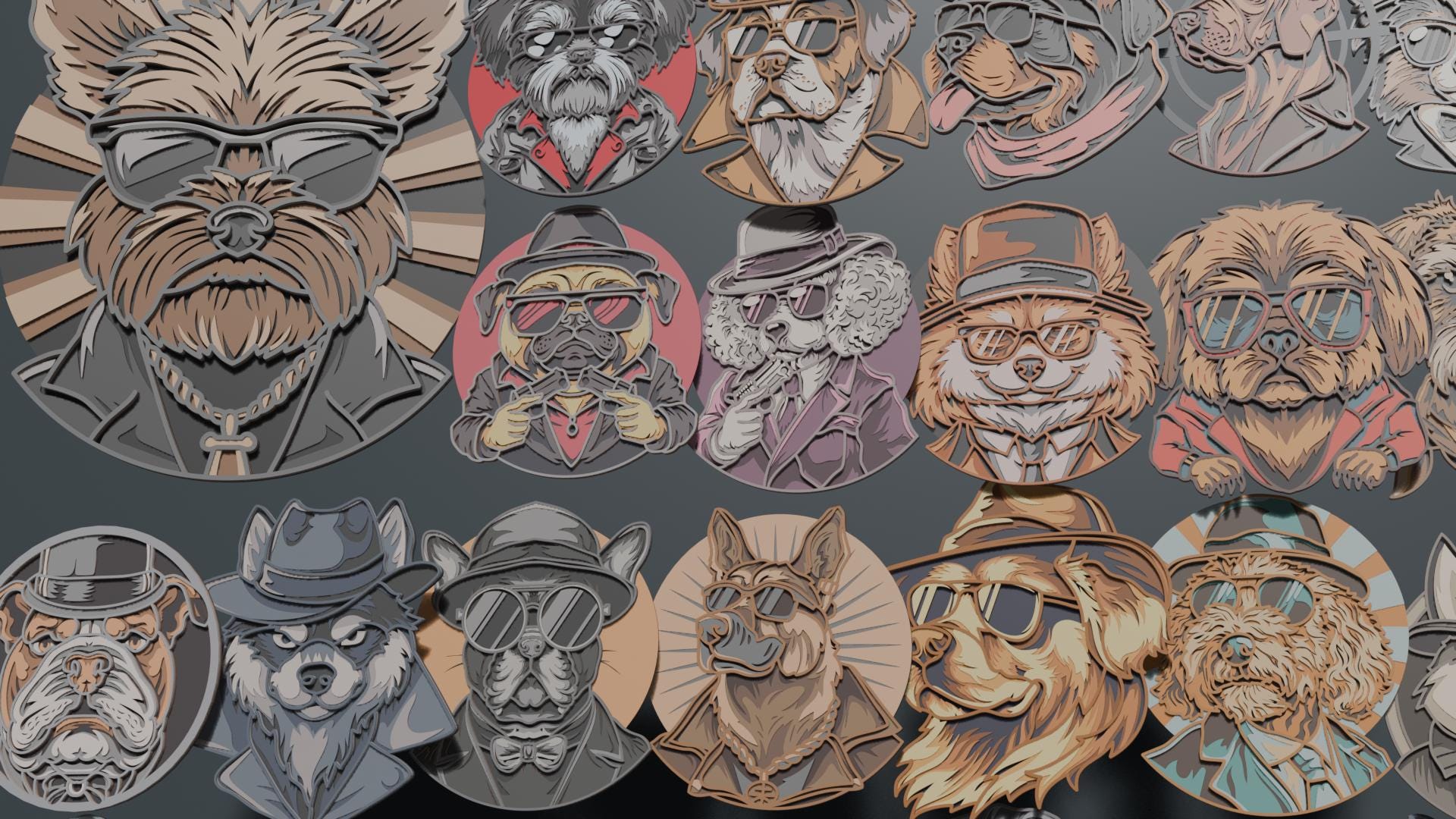 Dog Bundle Multilayer SVG. Laser Cut File. Layer Construction. Plywood ...