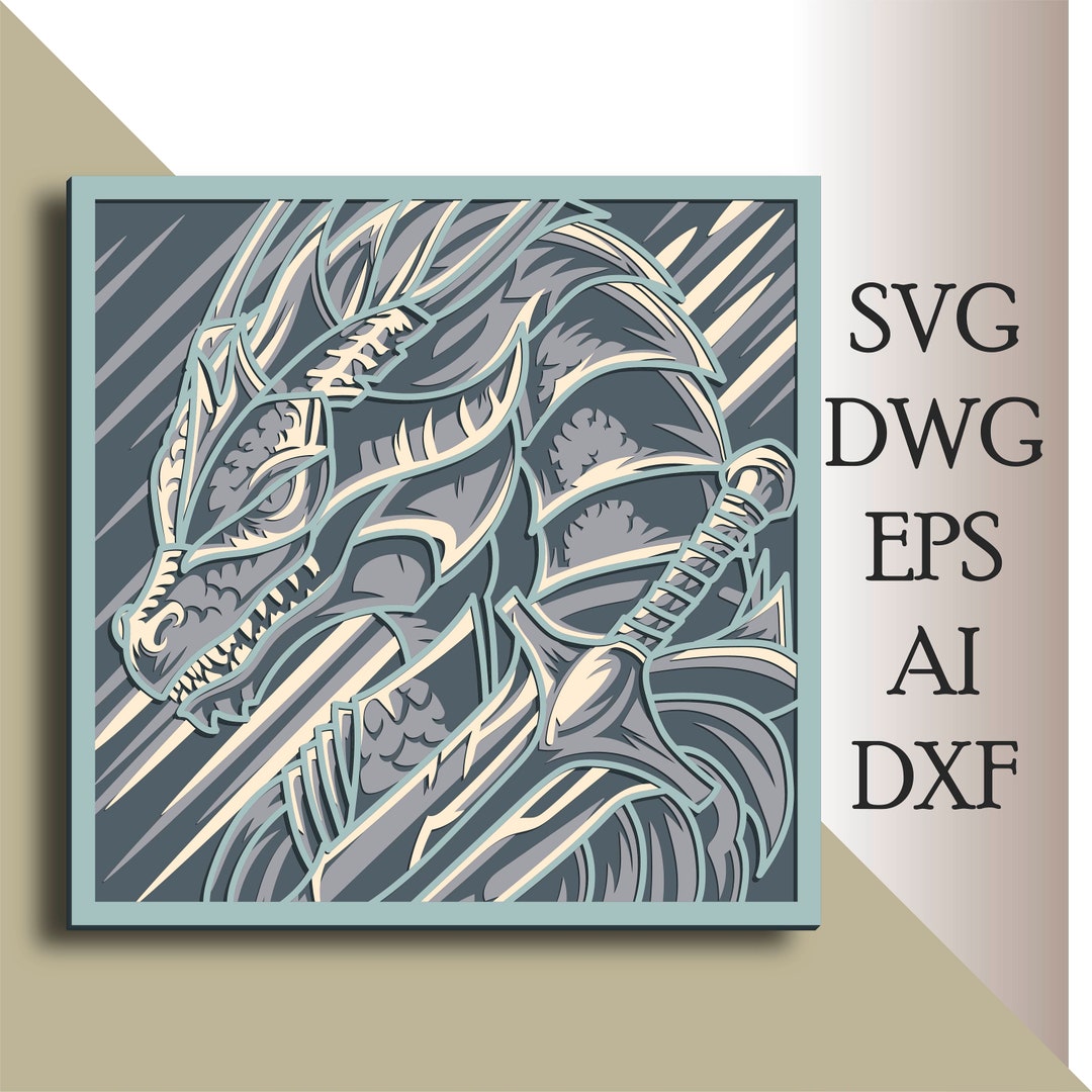 3D Dragon Multilayer SVG/ Dragon Cut File/ 3D Layer/ Plywood Cutting ...