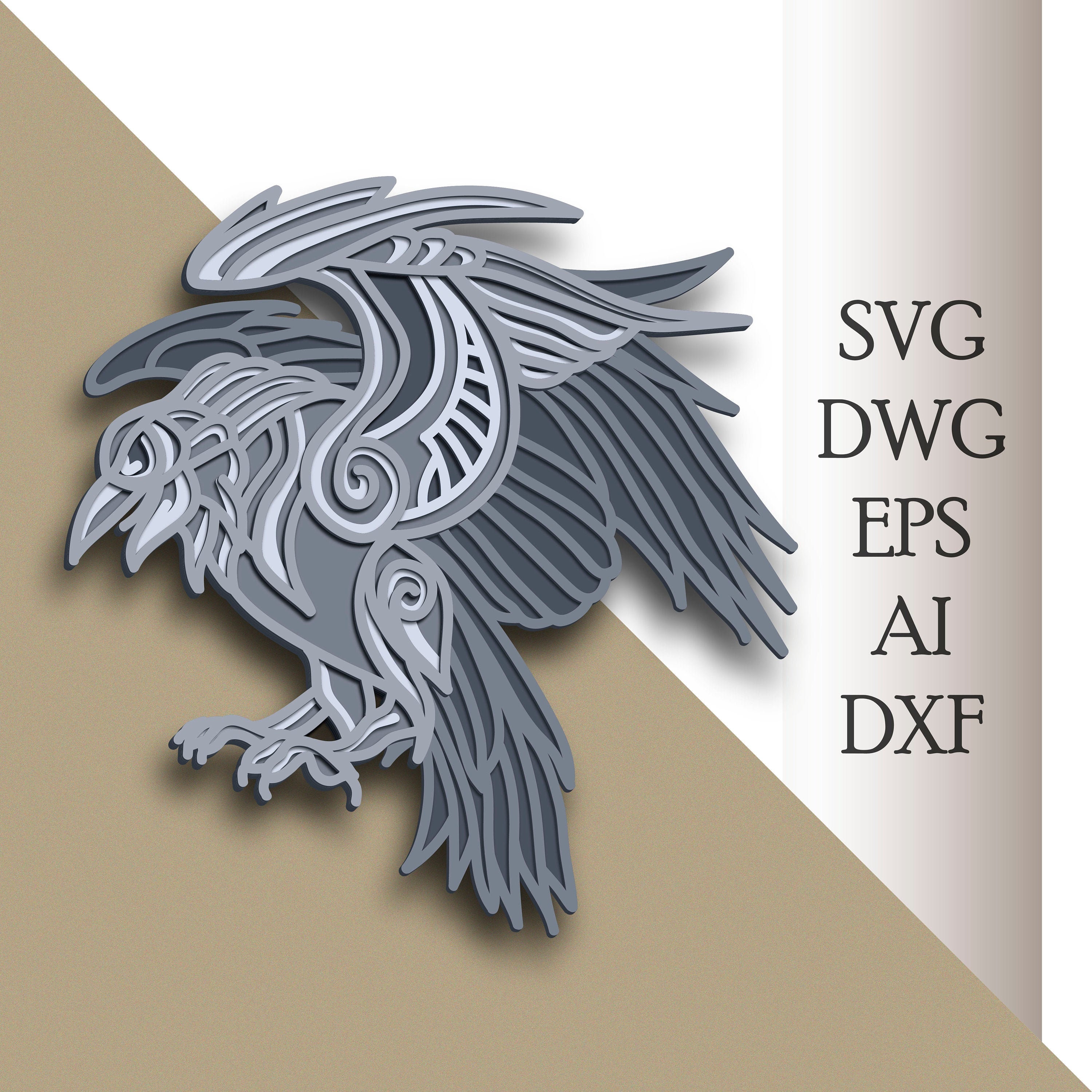 Raven Multilayer SVG/ Raven Cut File/ 3D Layer/ Plywood | Etsy