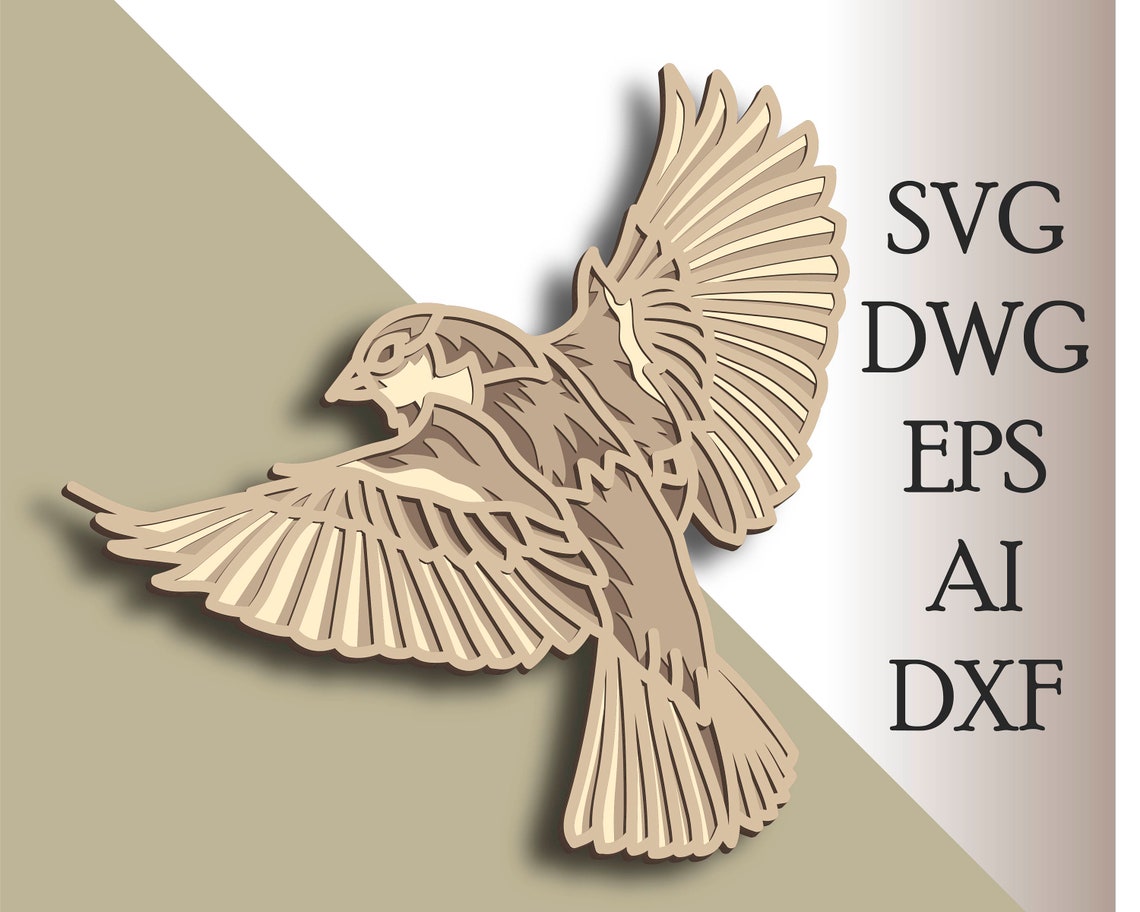 Sparrow 3D Multilayer SVG/ Sparrow Zentangle Cut File/ 3D - Etsy
