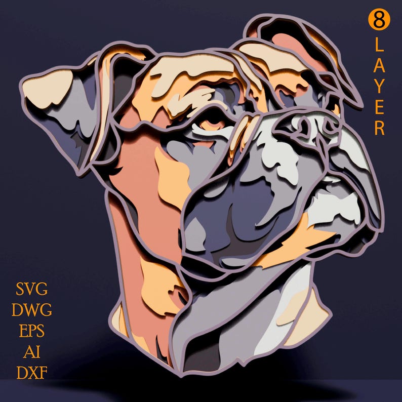 Boxer Dog Multilayer SVG. Laser Cut File. Layer Construction. Plywood ...
